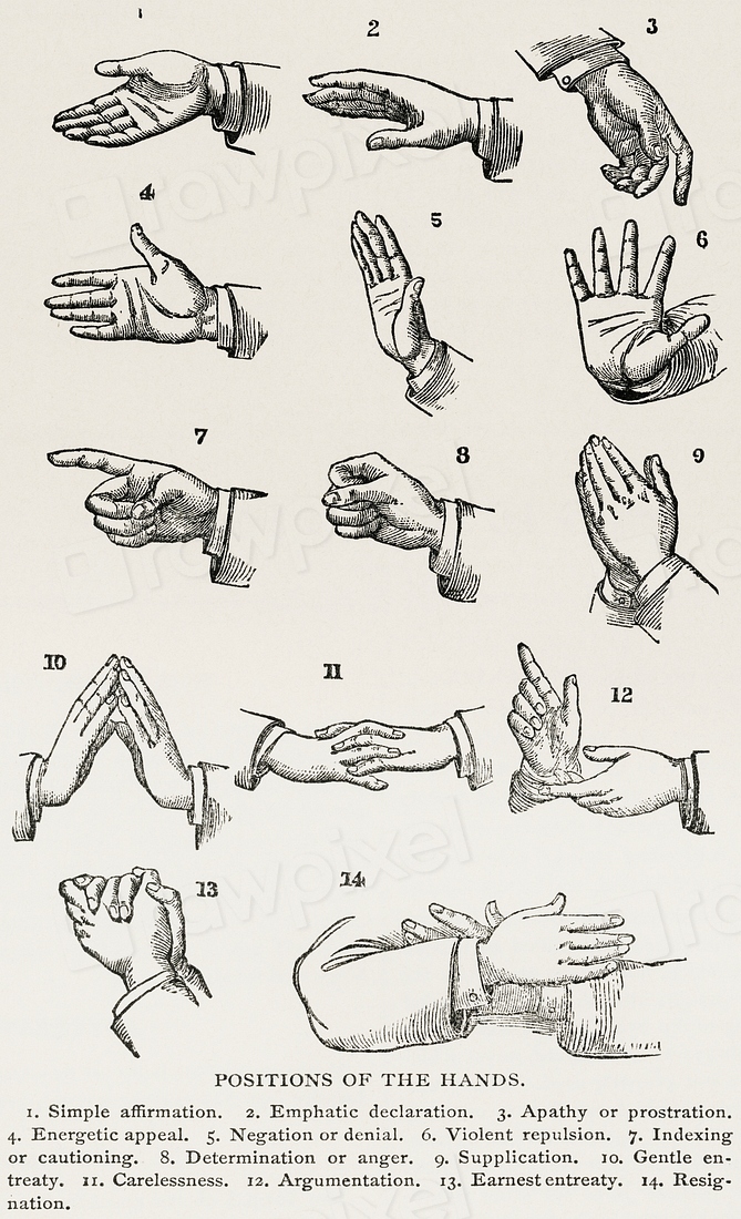 Positions Hands (1910) work Joseph | Free Photo Illustration - rawpixel