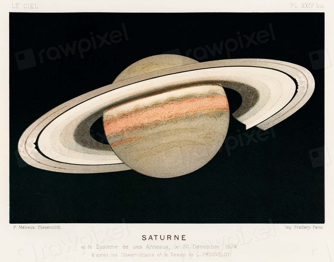 Lithograph Saturne printed 1877, F | Free Photo Illustration - rawpixel
