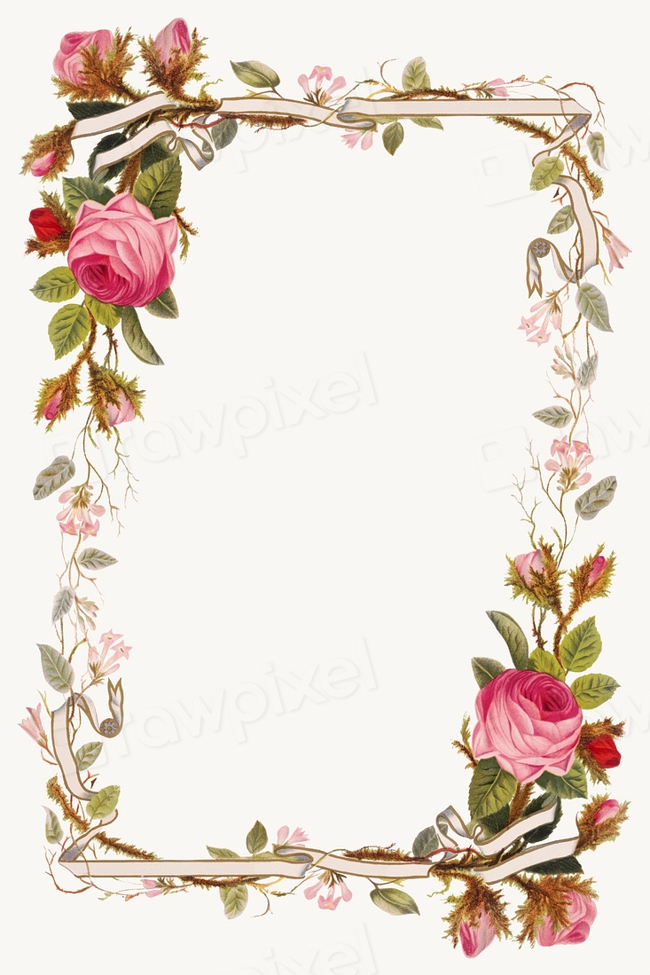 Vintage pink roses psd border | Premium PSD - rawpixel