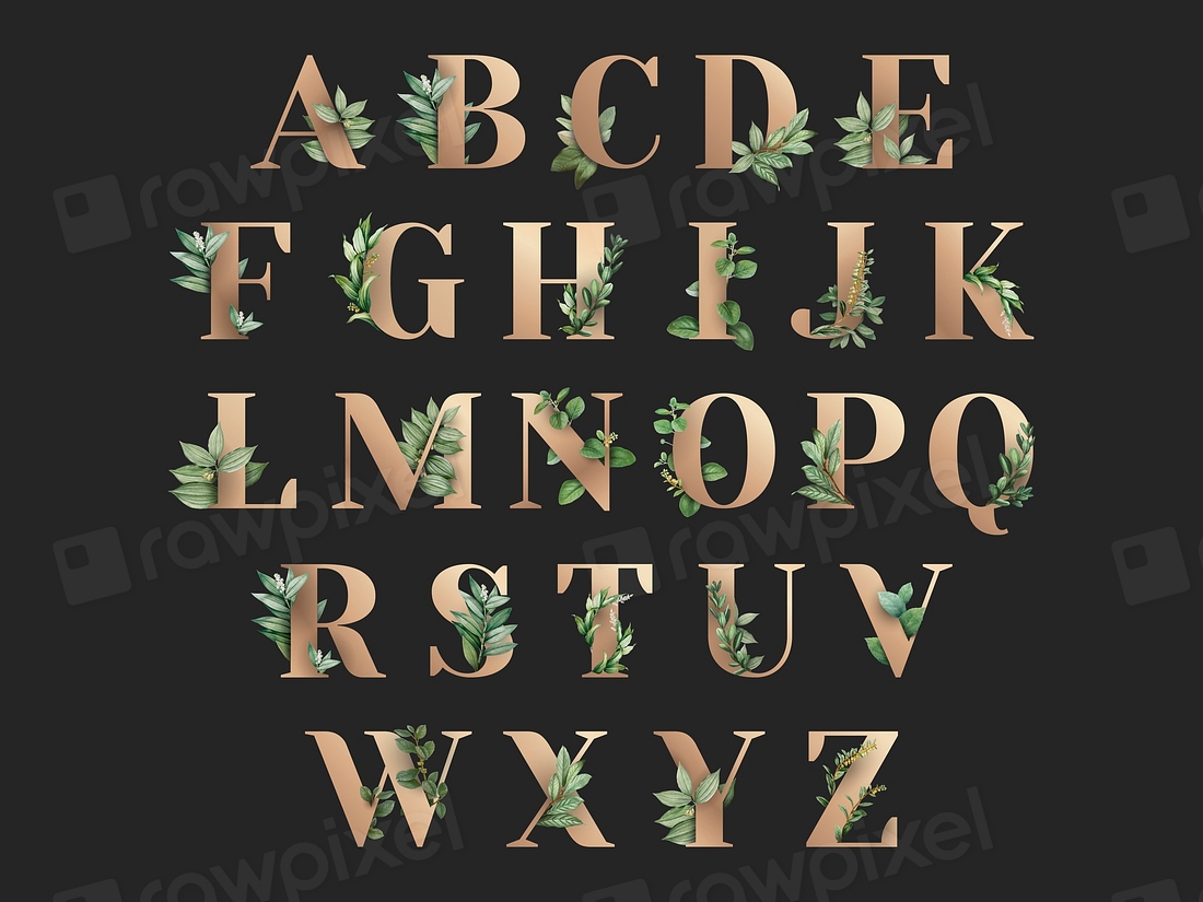 Botanical capital alphabet collection vector | Premium Vector - rawpixel
