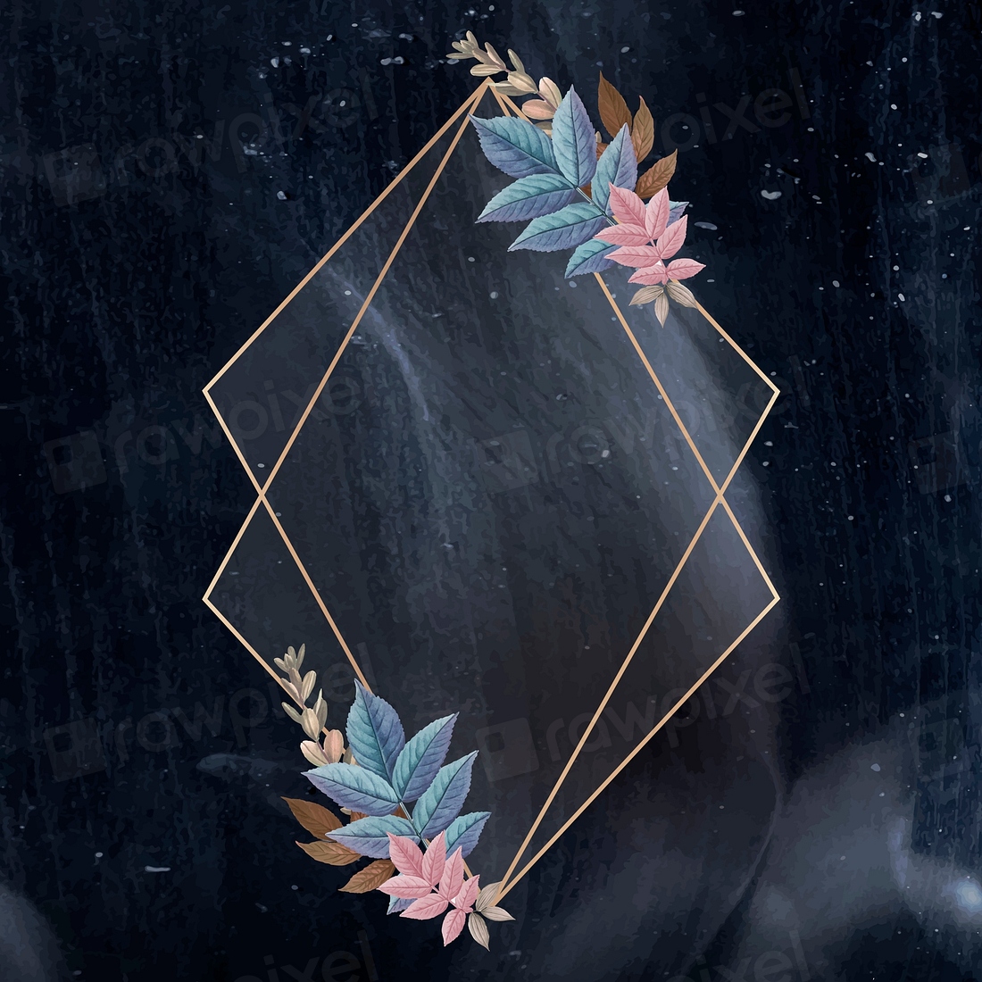 Golden rhombus frame decorated leaves | Premium Vector - rawpixel