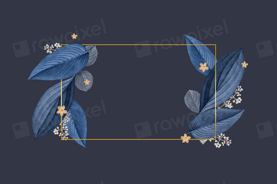 Gold rectangle frame decorated blue | Premium PSD - rawpixel