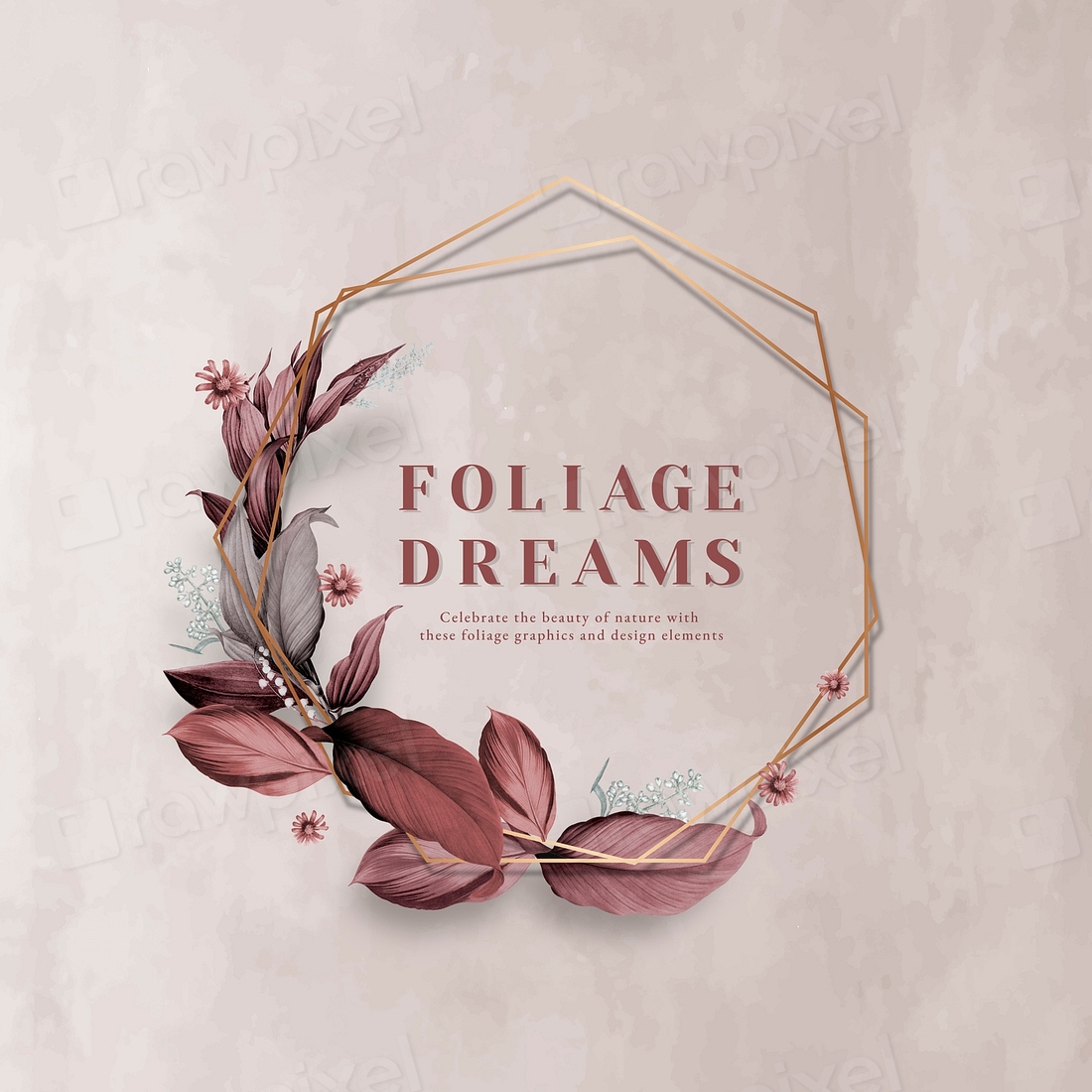 Gold hexagon frame decorated red | Premium PSD - rawpixel