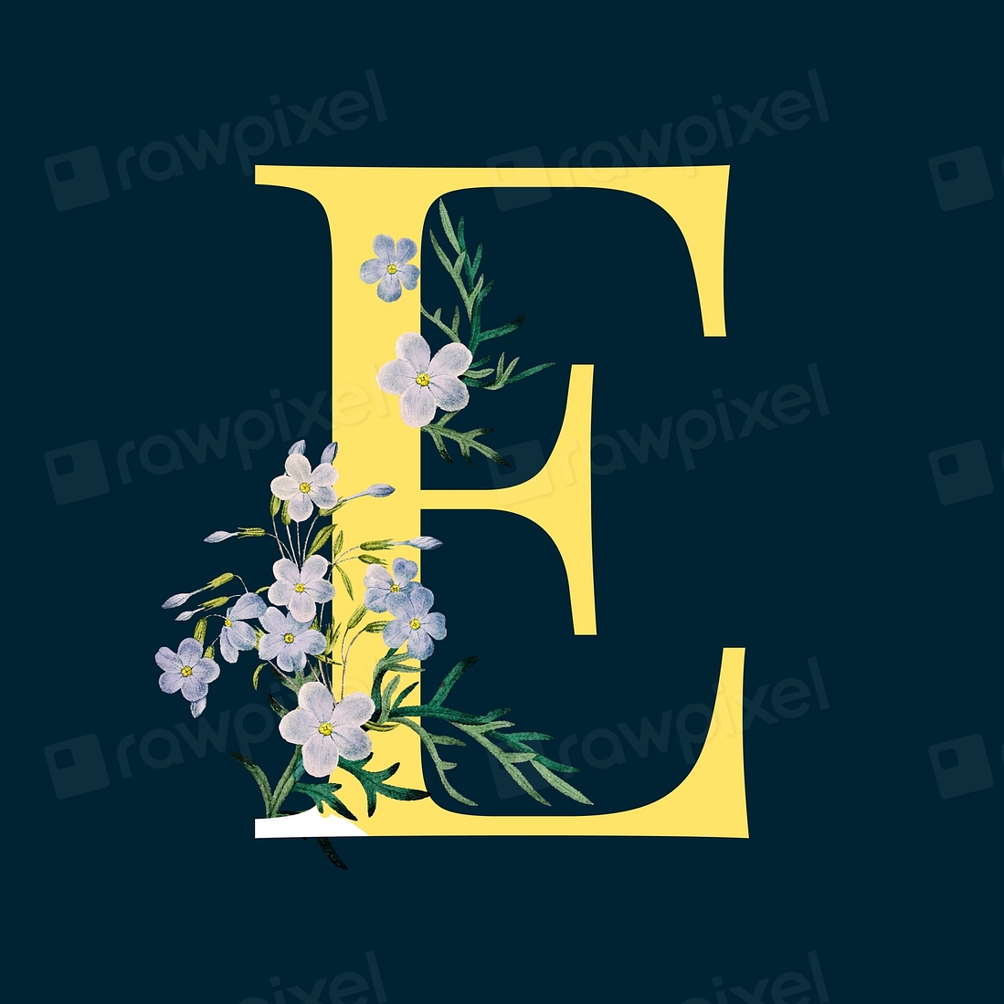 Yellow letter E decorated hand | Premium Vector - rawpixel