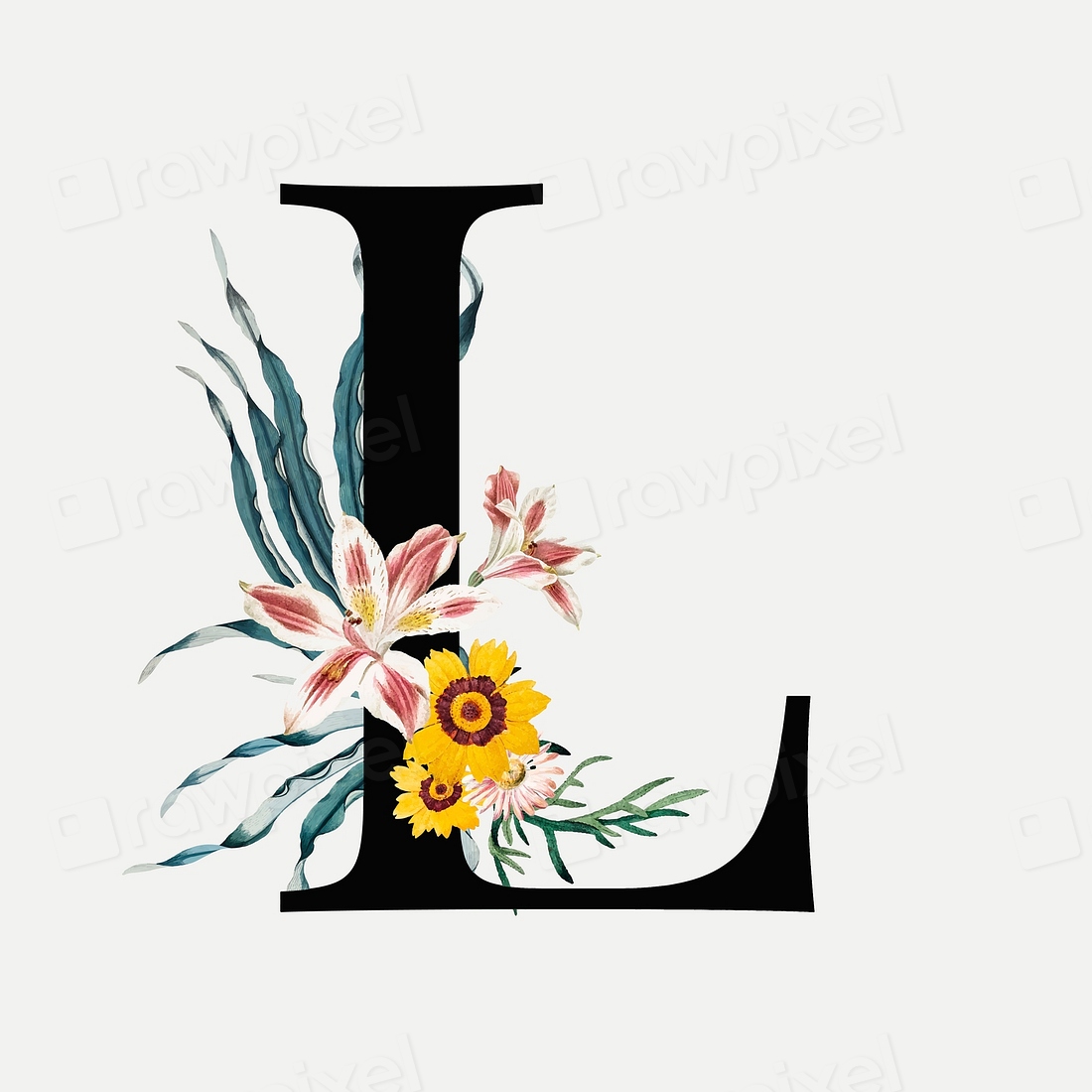 Floral alphabet l vector typography | Premium Vector - rawpixel