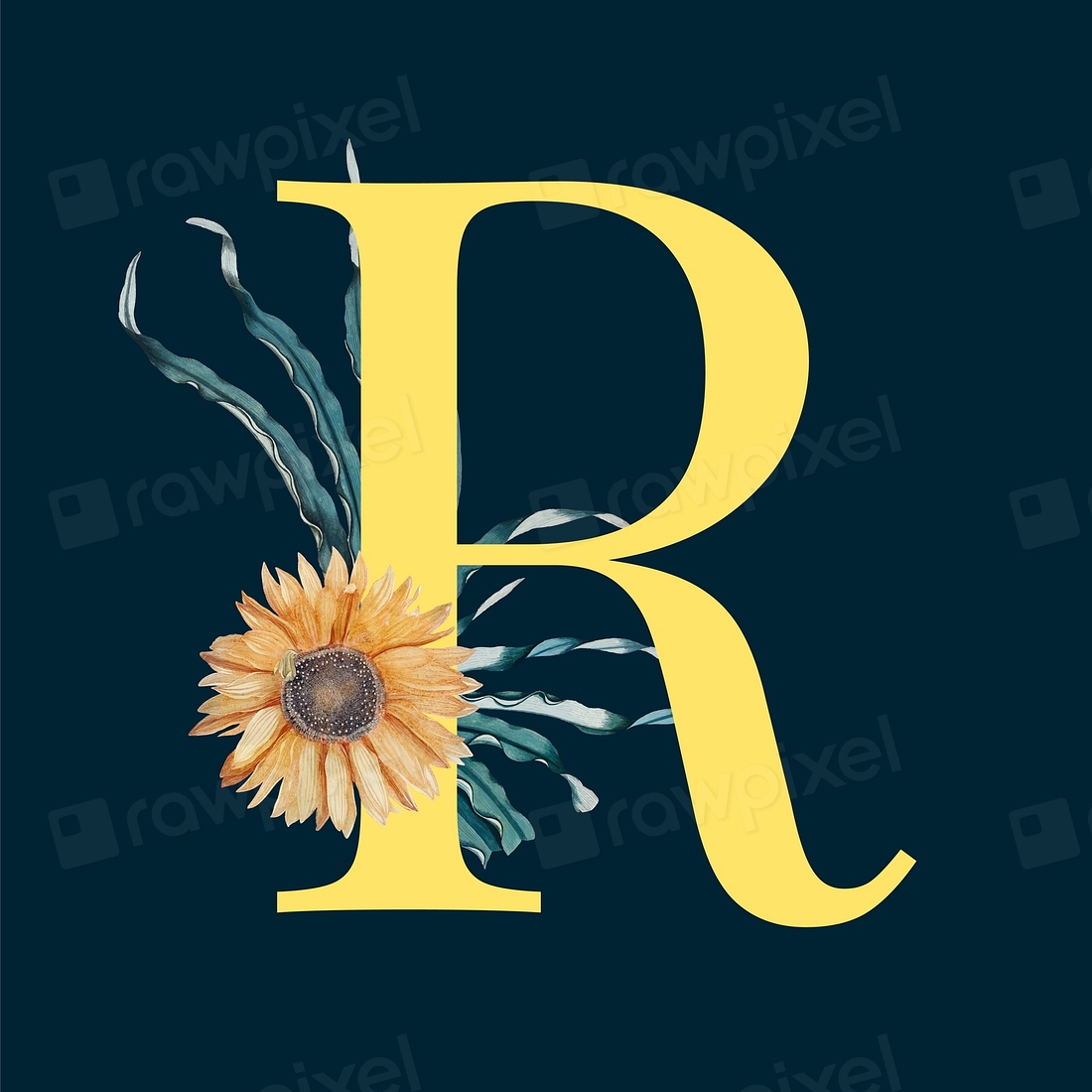 Yellow alphabet R decorated hand | Premium Vector - rawpixel