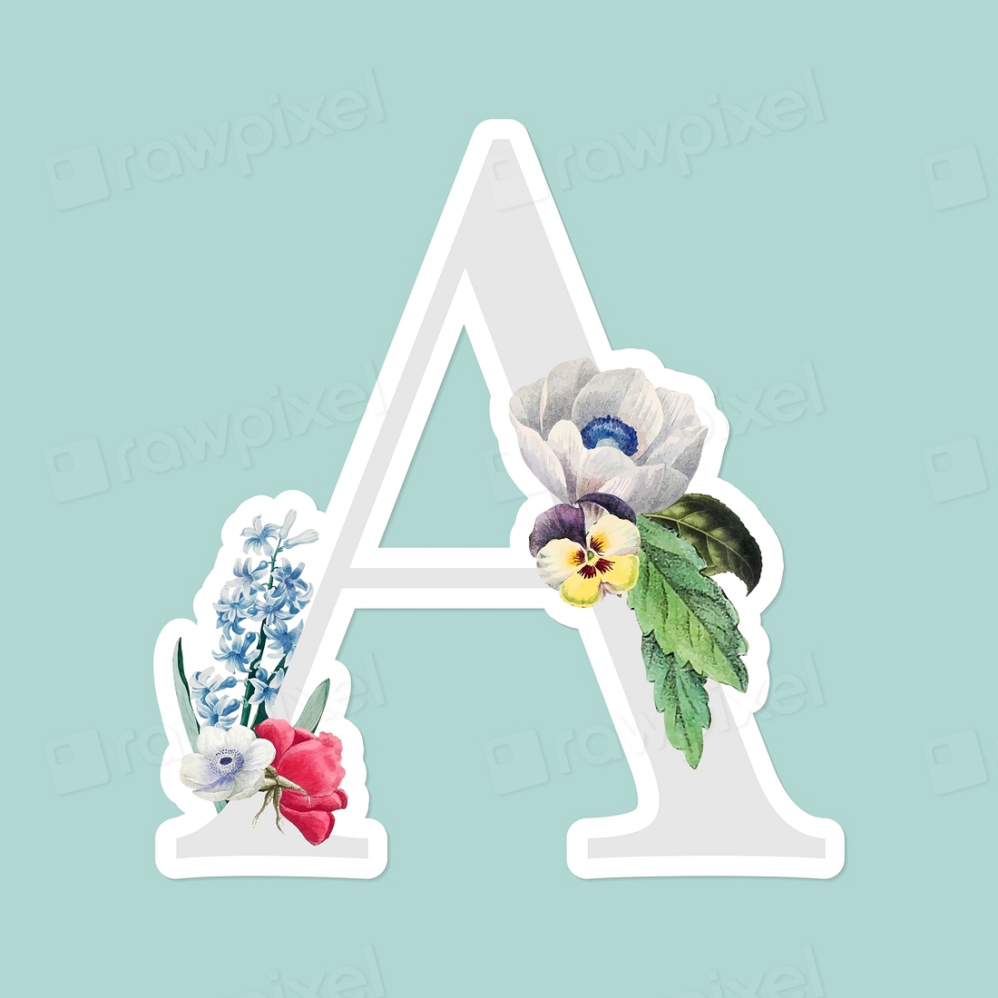 Flower decorated capital letter sticker | Premium Vector - rawpixel