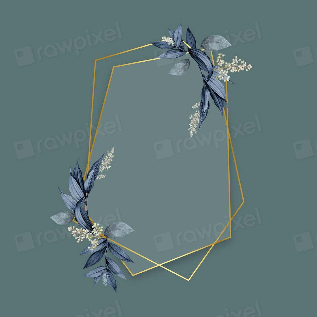 Gold pentagon frame decorated blue | Premium PSD - rawpixel