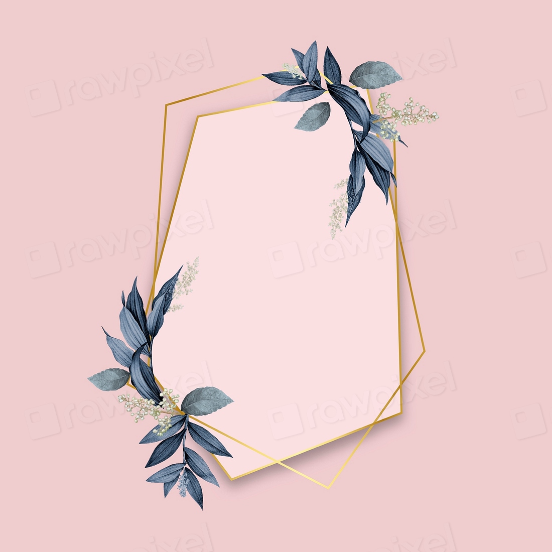 Gold pentagon frame decorated blue | Premium PSD - rawpixel