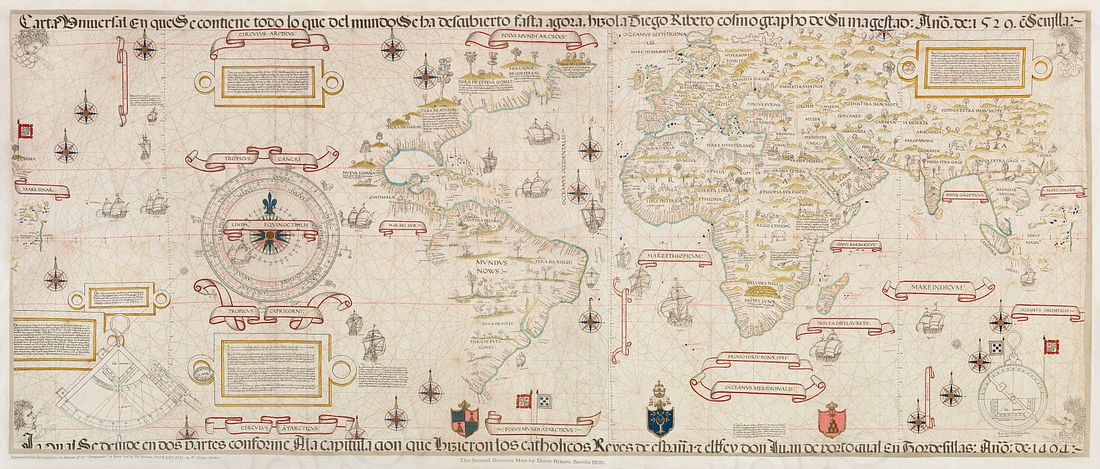 World map (1900) Diogo Ribeiro | Free Photo Illustration - rawpixel