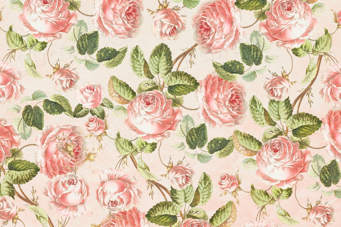 Vintage pink rose flower pattern | Premium PSD - rawpixel