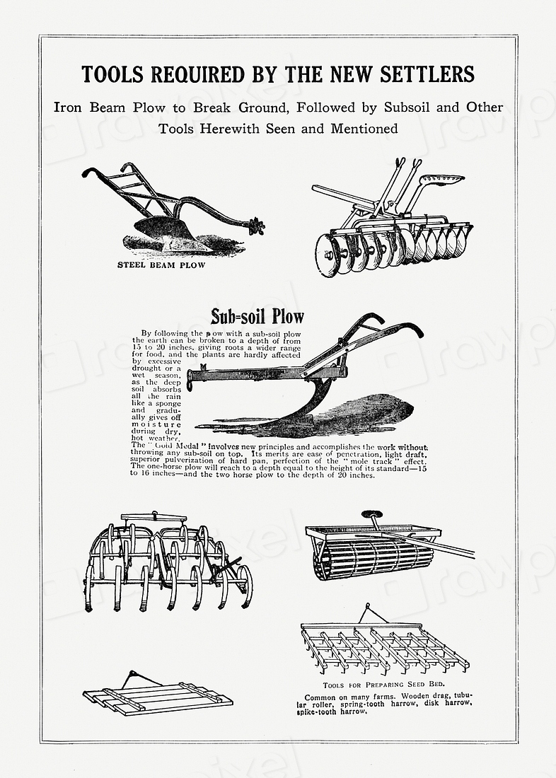 Vintage farm tool drawing, hand | Free Photo Illustration - rawpixel