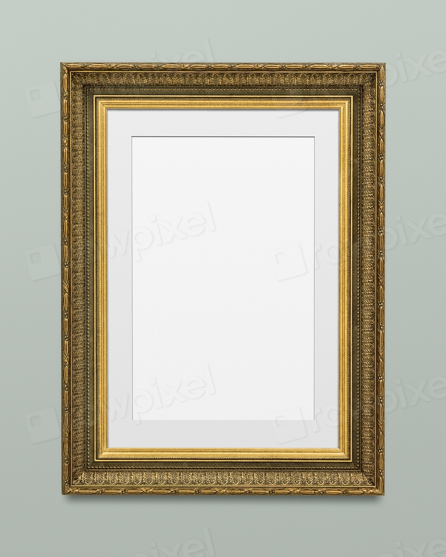 Vintage rectangle gold picture frame | Premium PSD Mockup - rawpixel