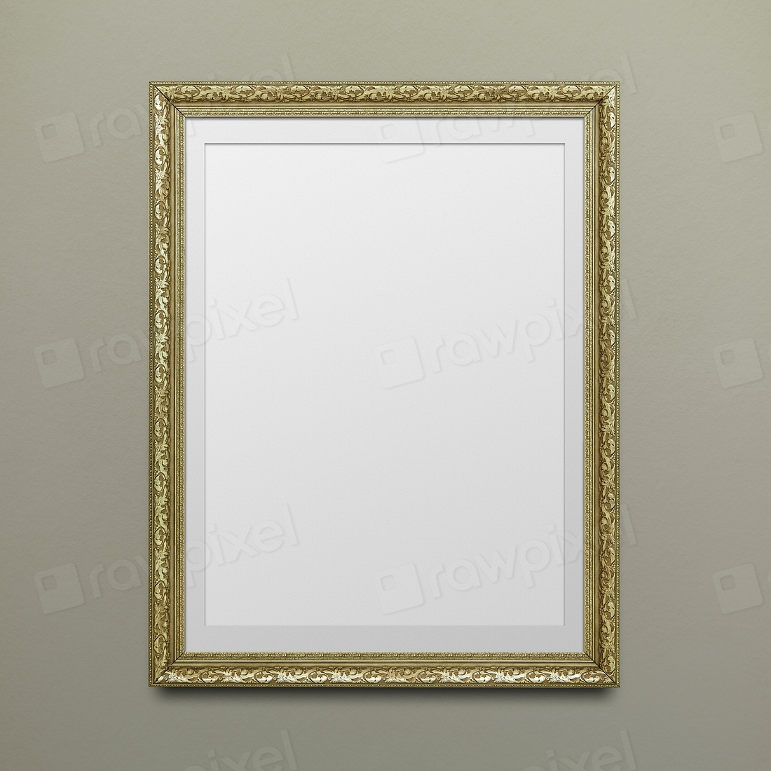 Vintage rectangle gold picture frame | Premium PSD Mockup - rawpixel
