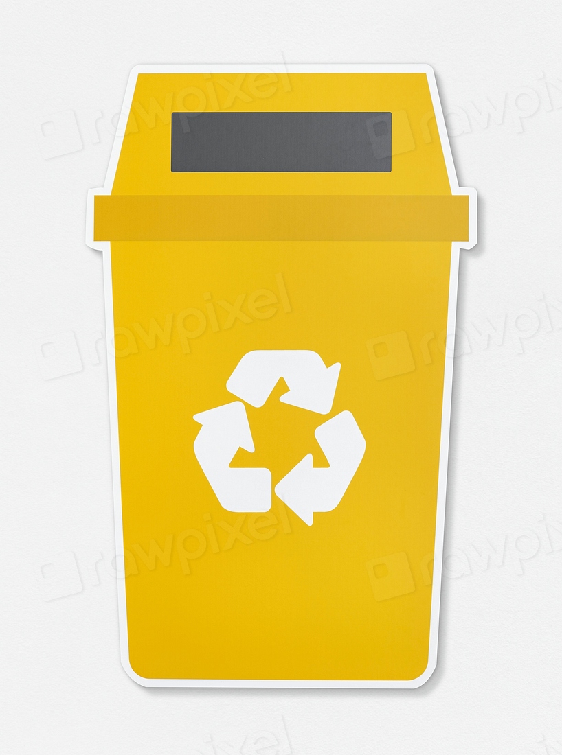 Yellow trash recycle symbol | Premium PSD - rawpixel