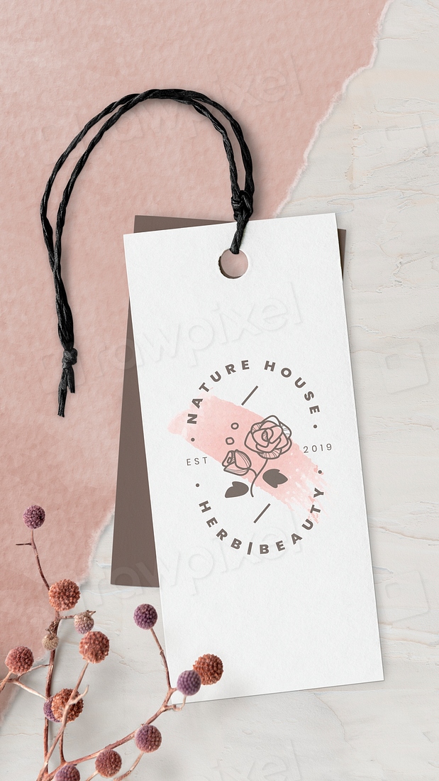 Pink floral design label mockup | Premium PSD Mockup - rawpixel