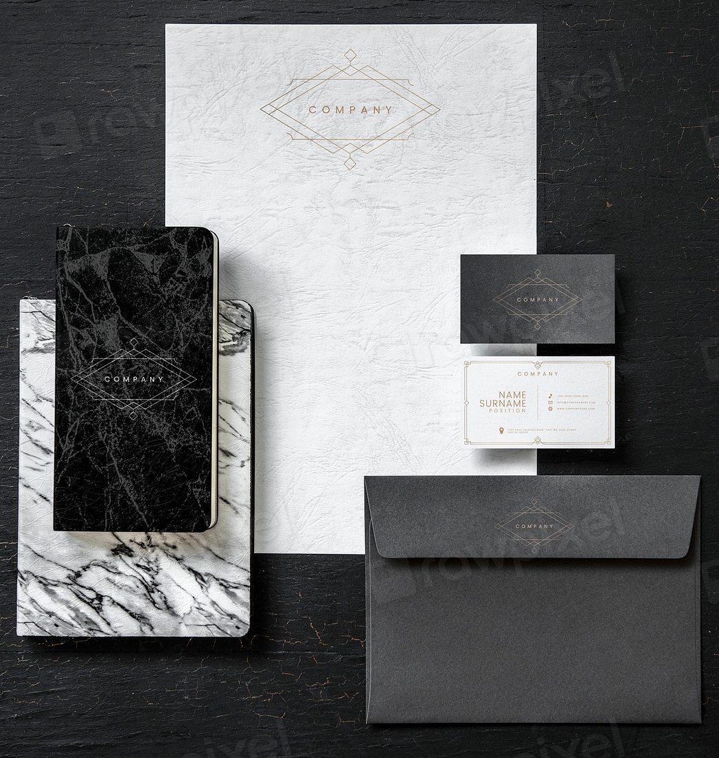 Black white set printed material | Premium PSD Mockup - rawpixel