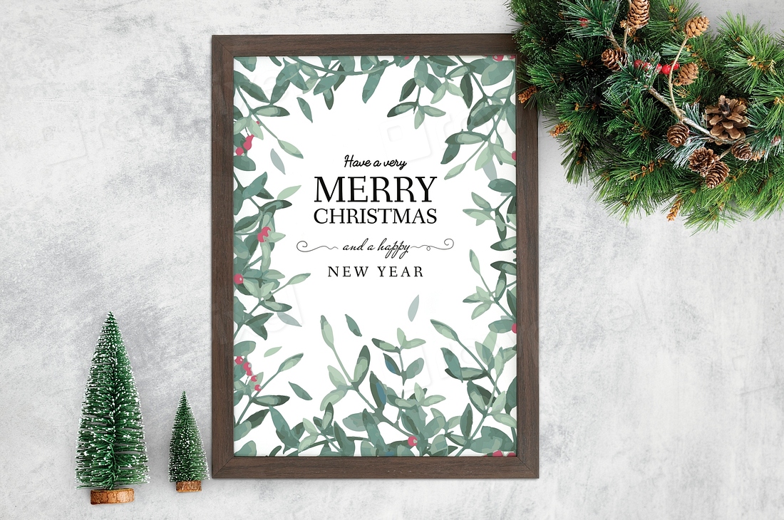 Christmas illustration poster frame mockup | Premium PSD Mockup - rawpixel
