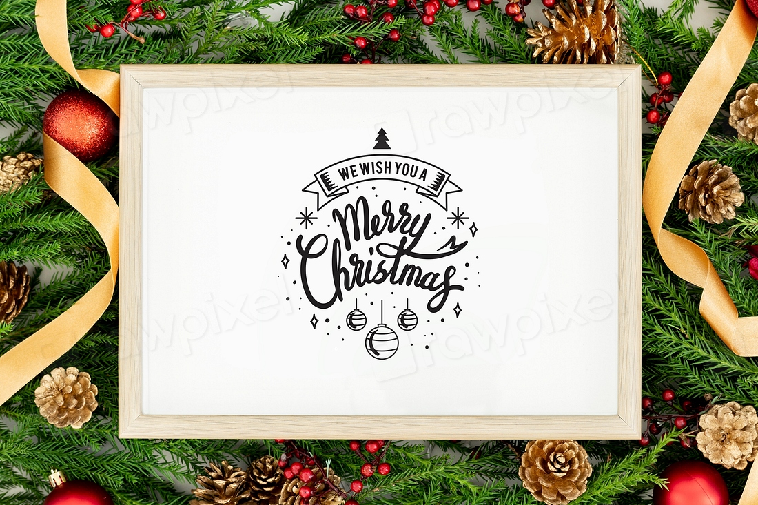 Merry Christmas greeting frame mockup | Premium PSD - rawpixel