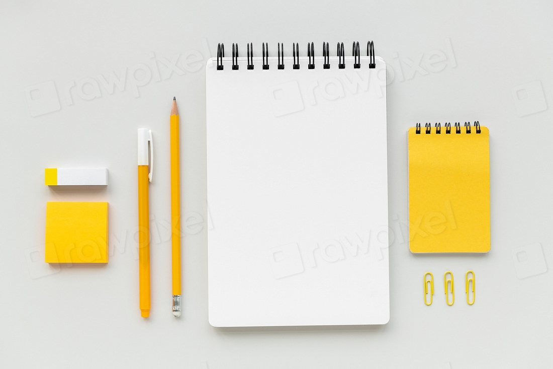 Set yellow stationery workspace | Premium Photo - rawpixel