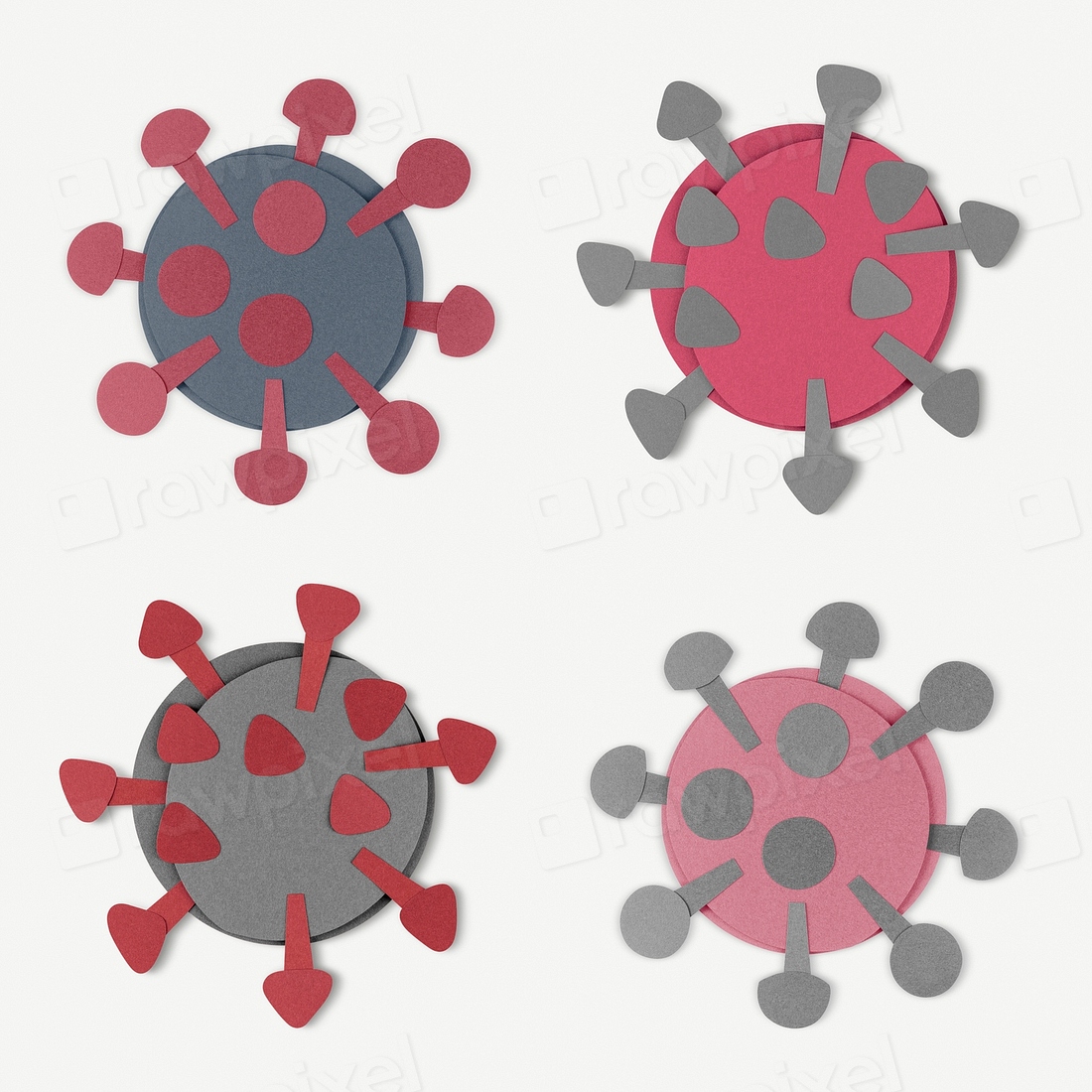 Paper craft coronavirus cell set | Premium PSD - rawpixel