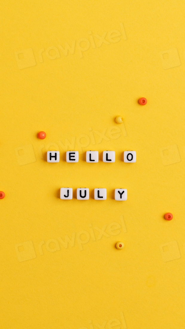 White HELLO JULY beads word | Free Photo - rawpixel