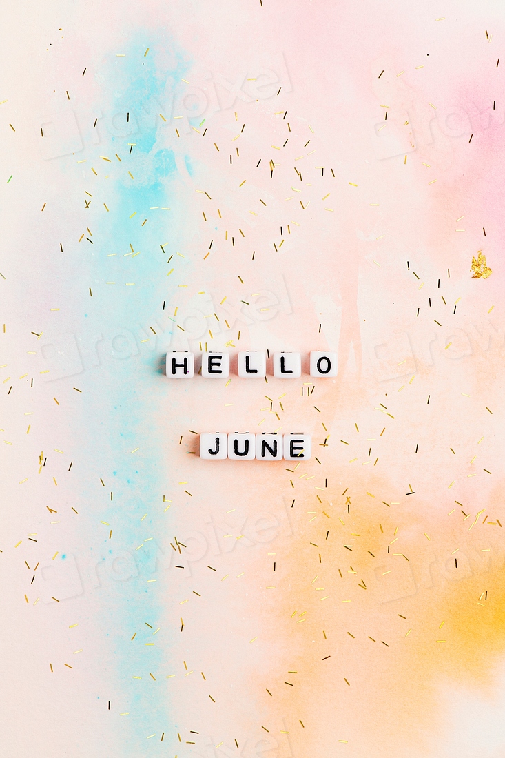 White HELLO JUNE beads text | Premium Photo - rawpixel