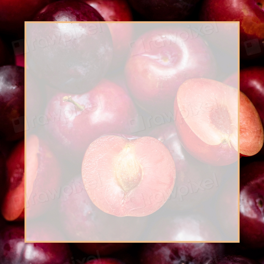 Ripe red plum psd frame | Premium PSD - rawpixel