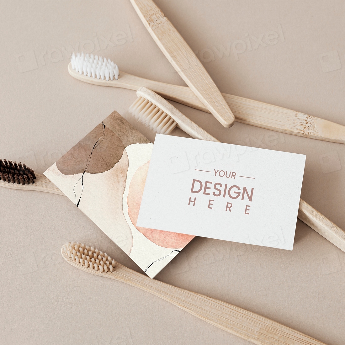 Bamboo toothbrushes design card mockup | Premium PSD Mockup - rawpixel