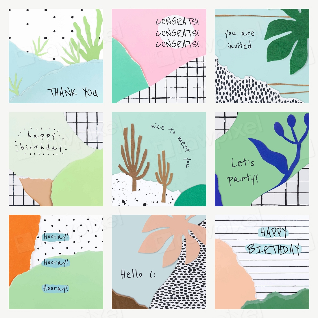 Paper craft template vector set | Premium Vector - rawpixel