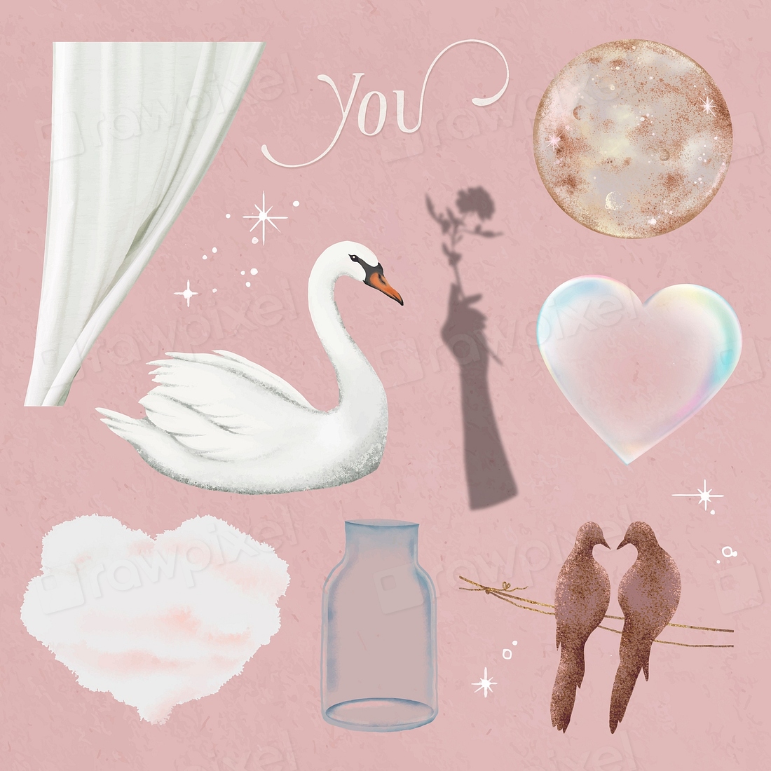 Cute pastel stickers set, lovers | Premium Vector - rawpixel