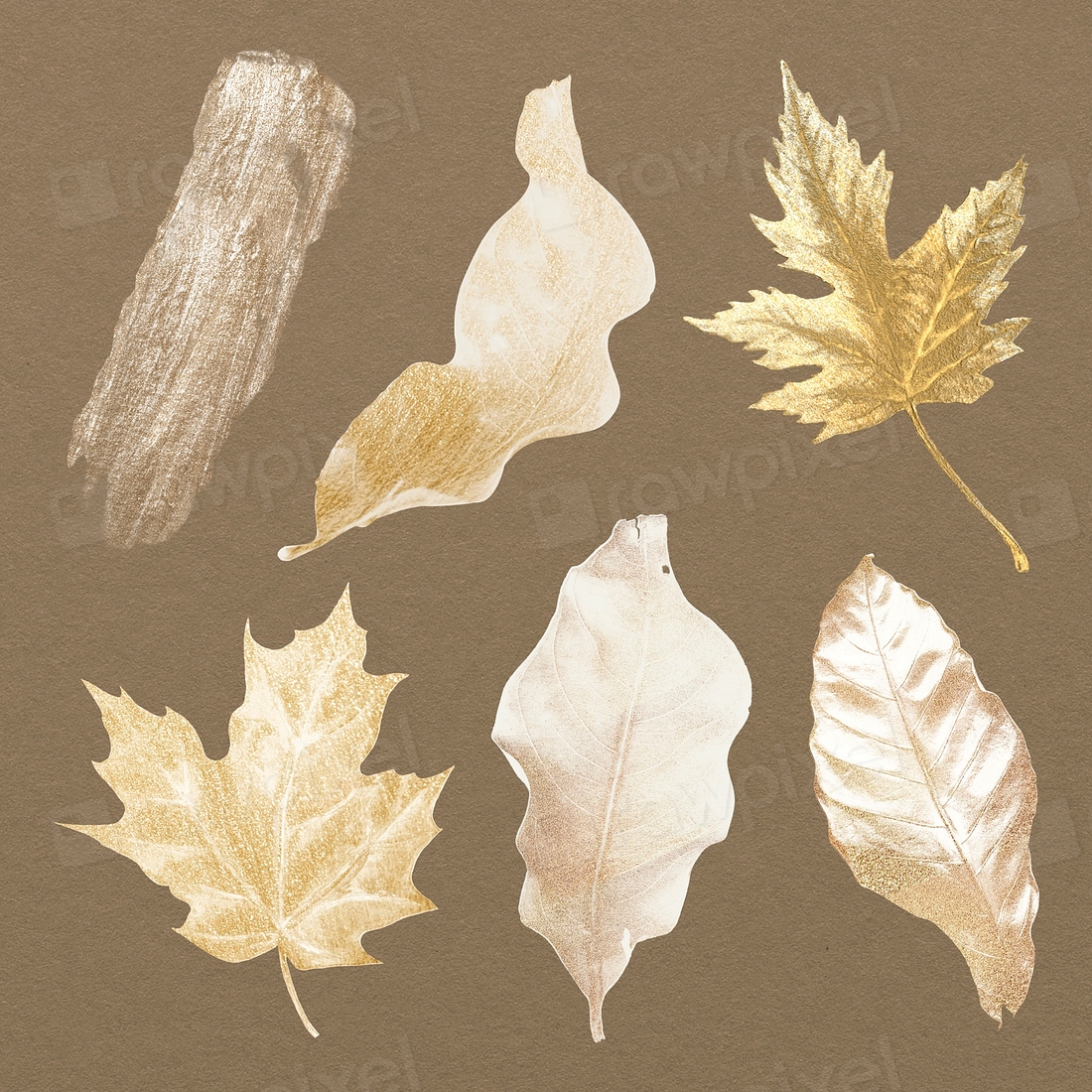 Gold botanical stickers, aesthetic painting | Premium PSD - rawpixel