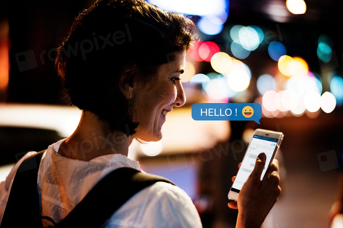Happy woman texting while walking | Premium Photo - rawpixel