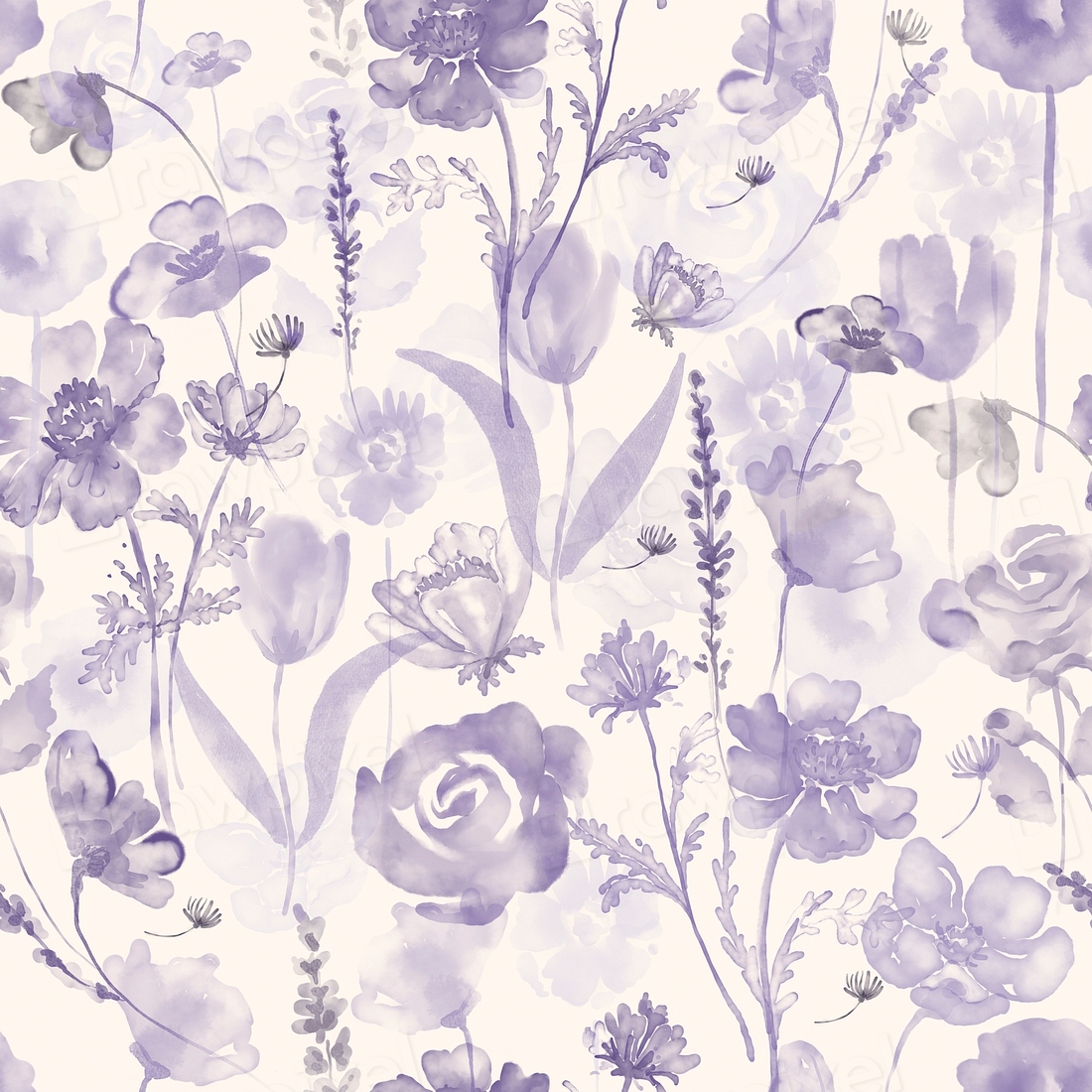 Floral background, seamless pattern watercolor | Premium PSD - rawpixel