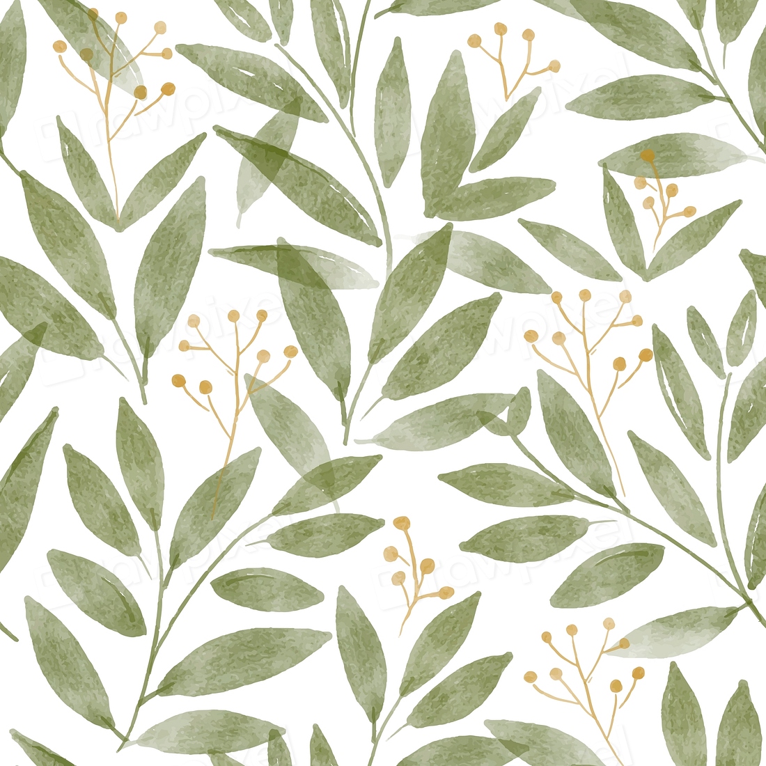 Botanical background, seamless pattern watercolor | Premium Vector ...