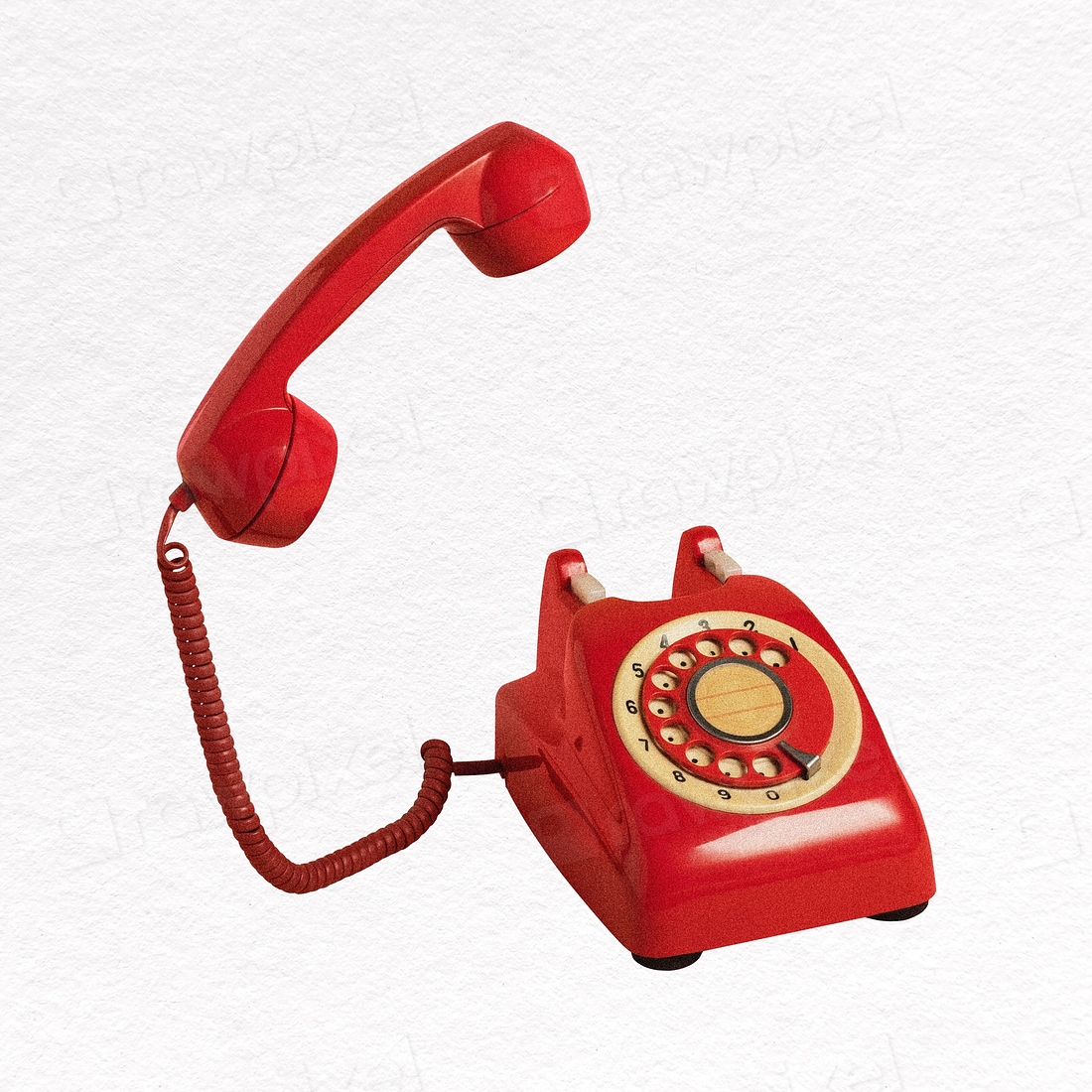 Red telephone collage element, vintage | Premium PSD - rawpixel