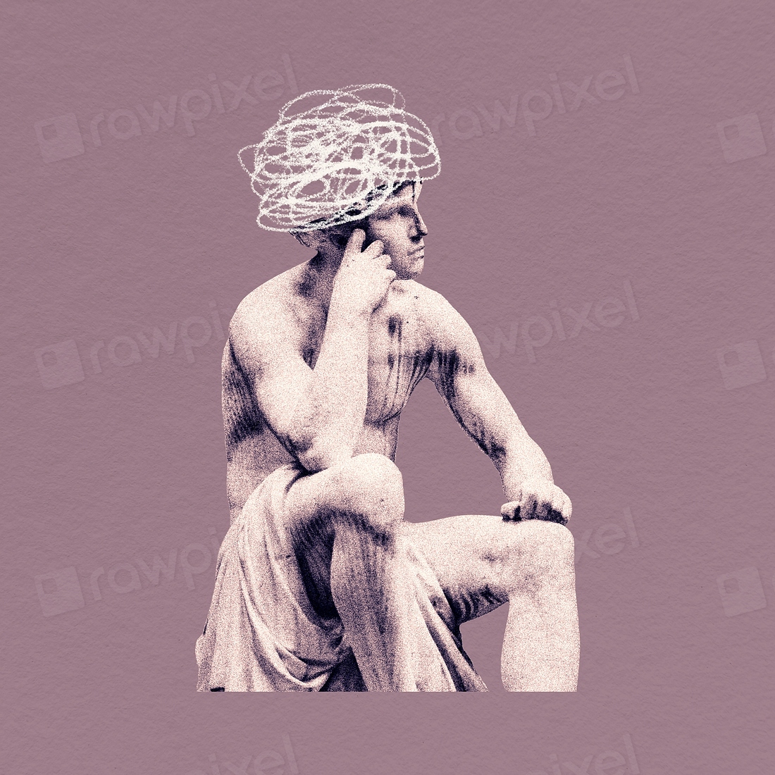 Messy mind statue collage element, | Premium PSD - rawpixel