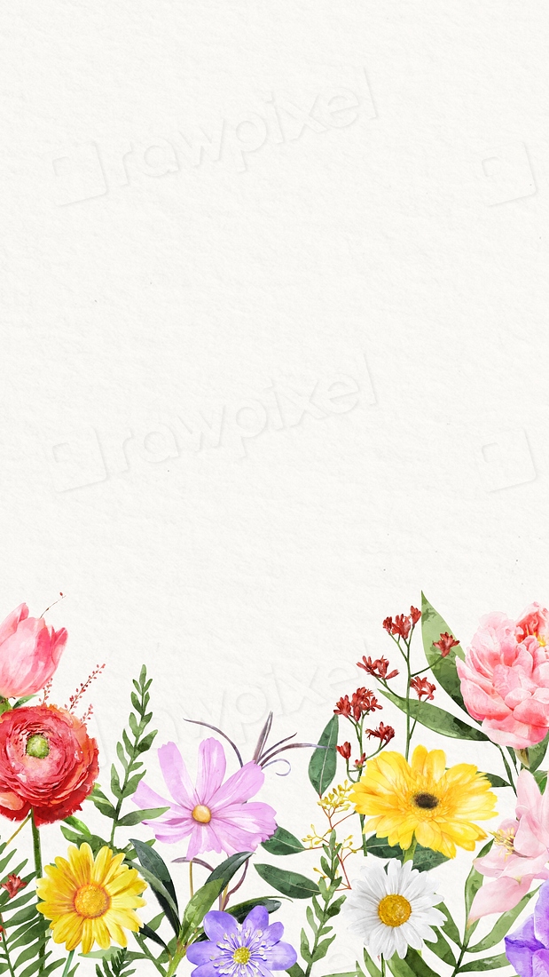 Floral border mobile wallpaper, watercolor | Free Photo - rawpixel