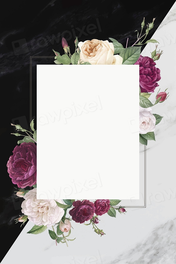 Rectangular frame decorated roses vector | Premium Vector - rawpixel