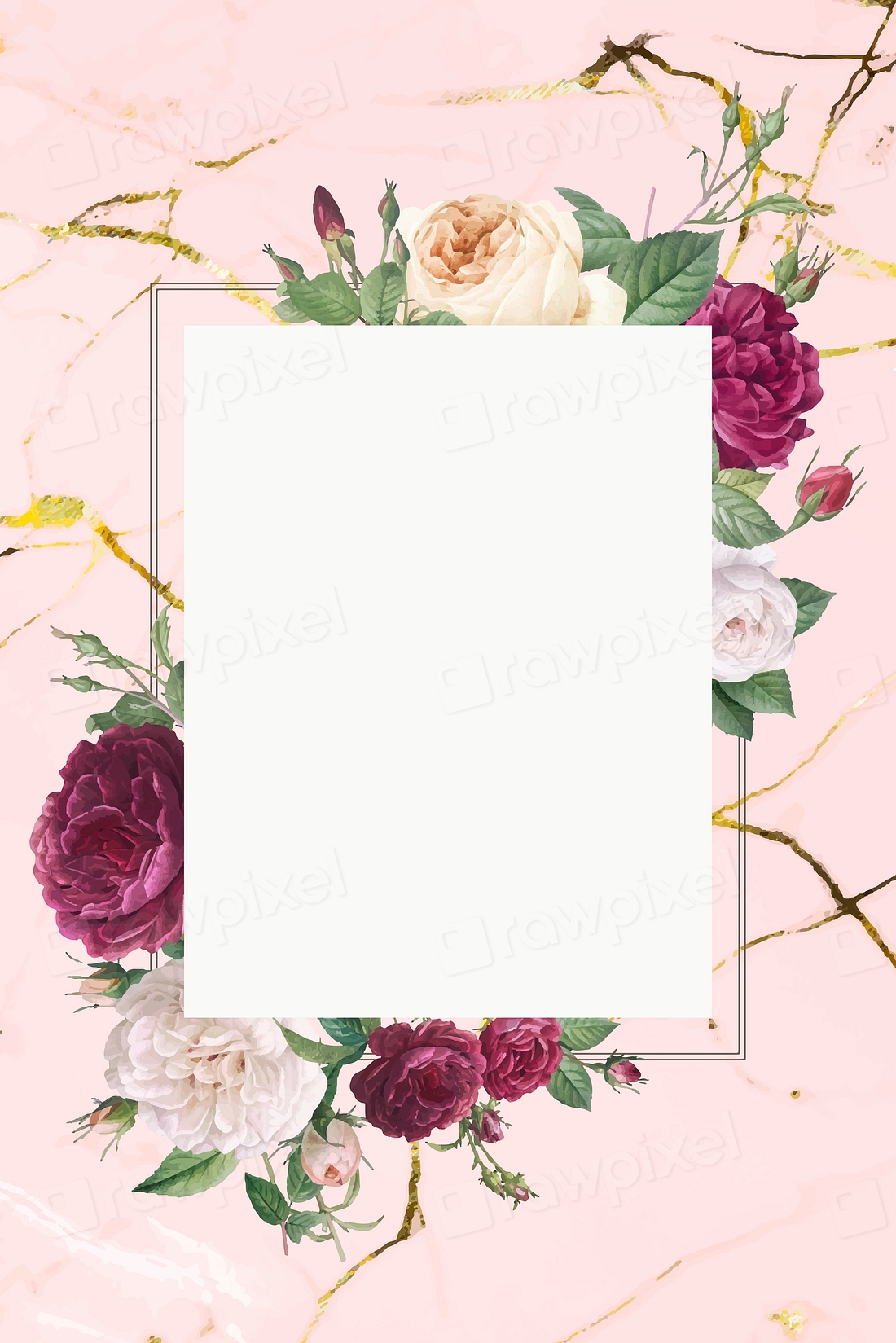 Rectangular frame decorated roses vector | Premium Vector - rawpixel