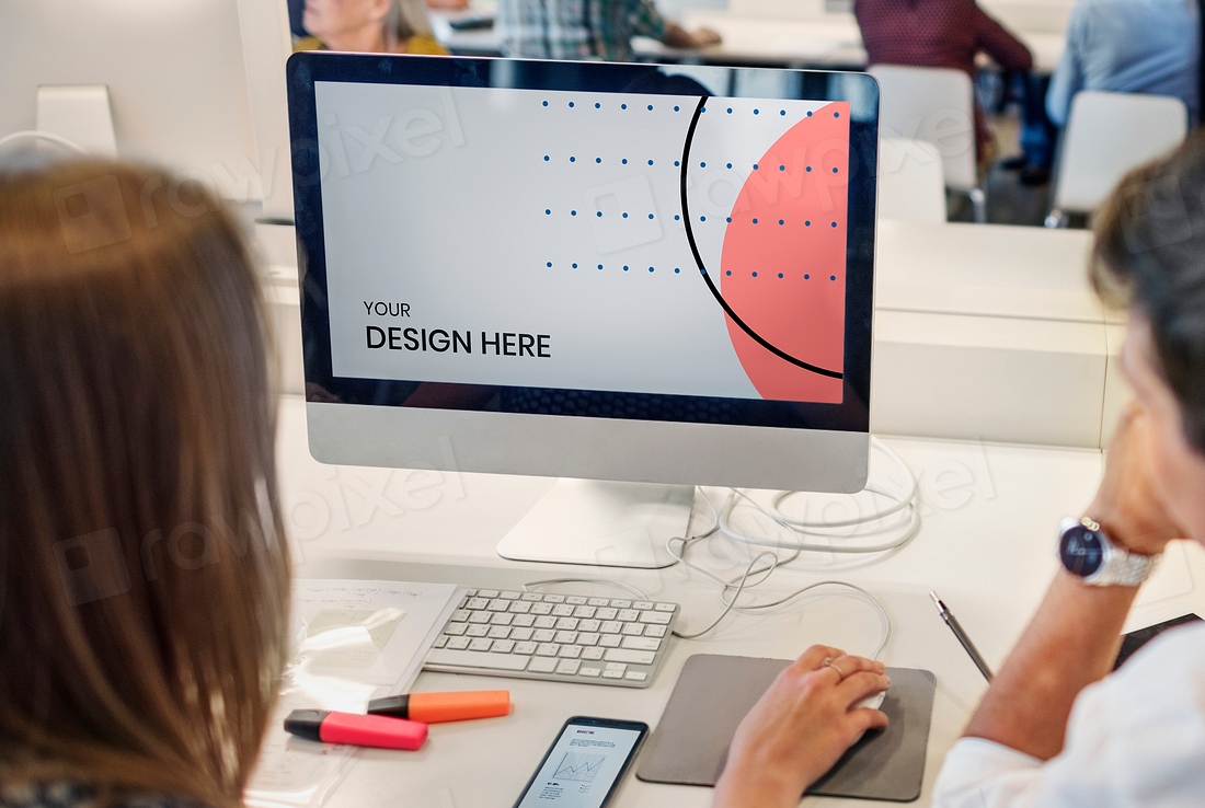 Teacher and student working computer | Premium PSD Mockup - rawpixel