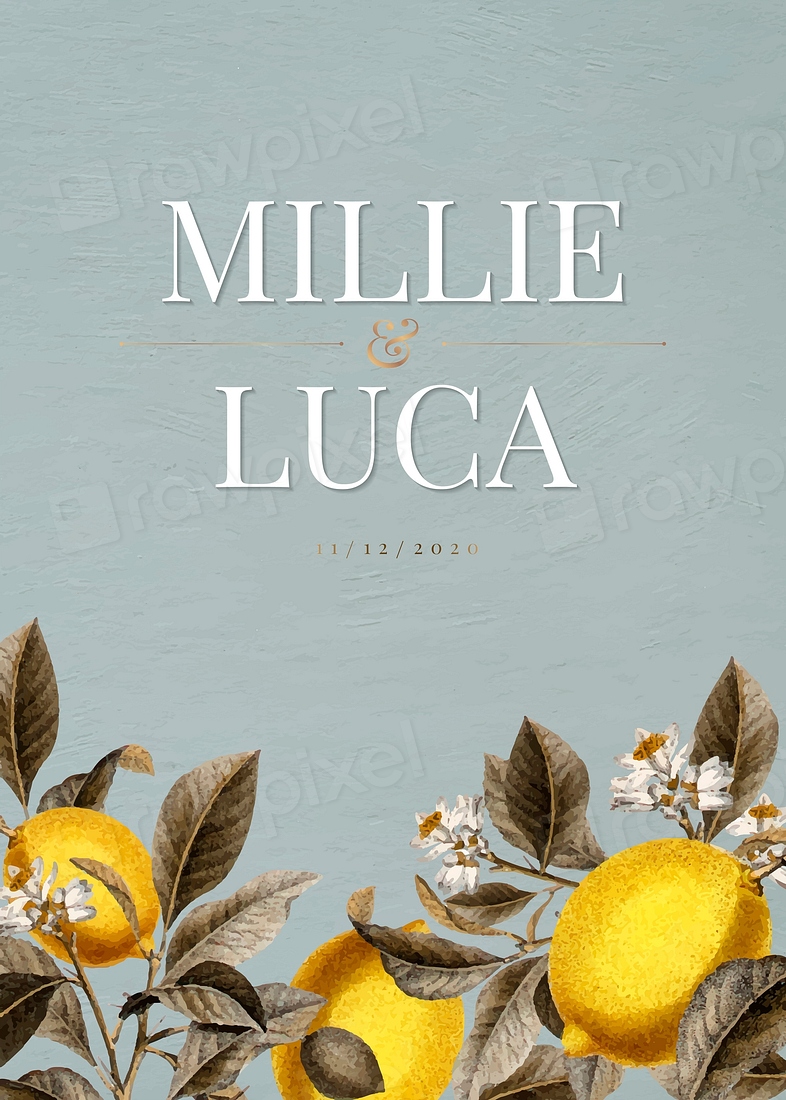 Tropical lemons wedding card vector | Premium Vector - rawpixel