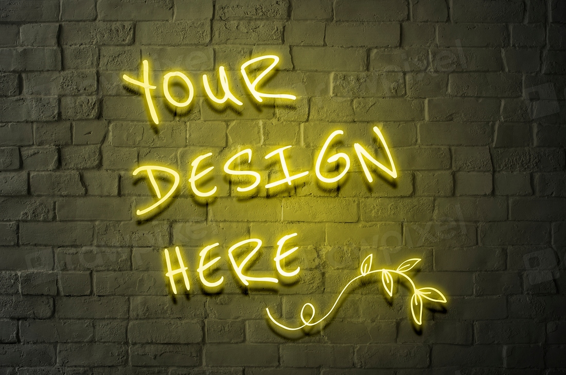 Neon yellow your design here | Premium PSD - rawpixel