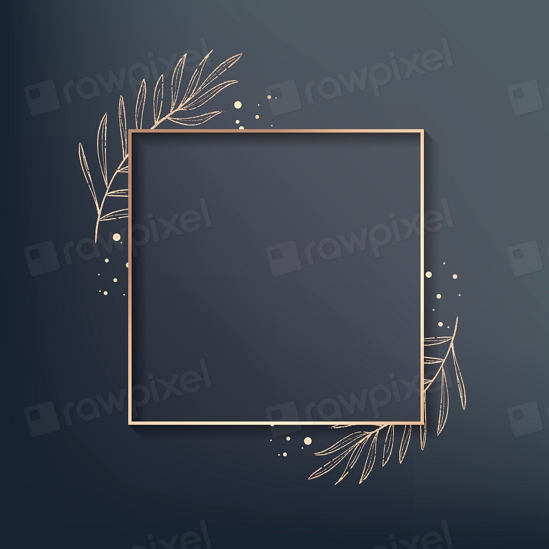 Square gold leafy frame vector | Premium Vector - rawpixel