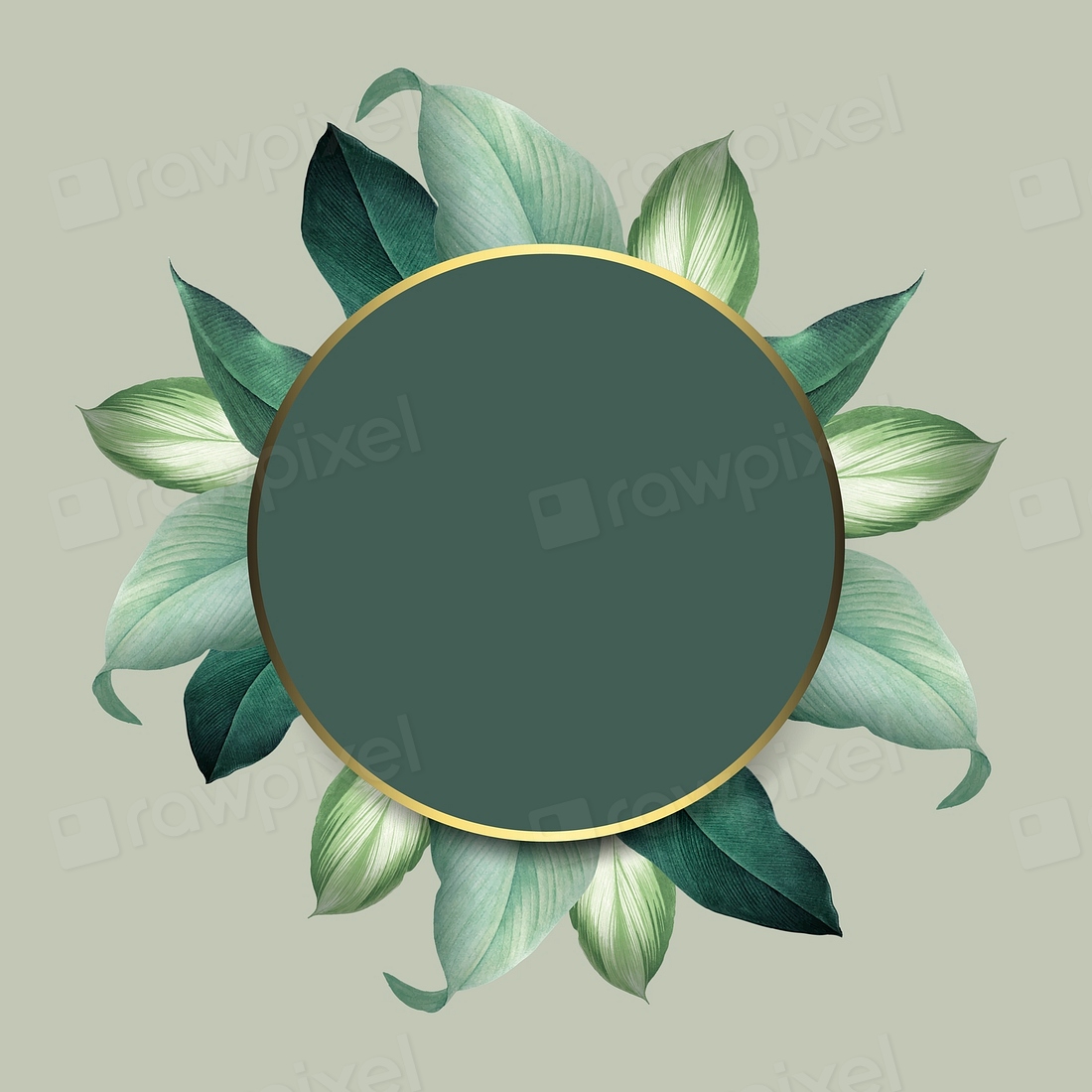 Round foliage frame green background | Premium Vector - rawpixel