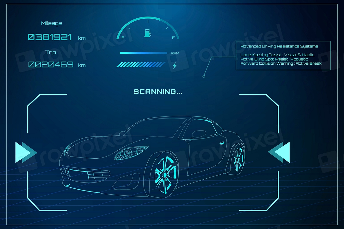 Neon blue scanning sports car | Premium Vector - rawpixel