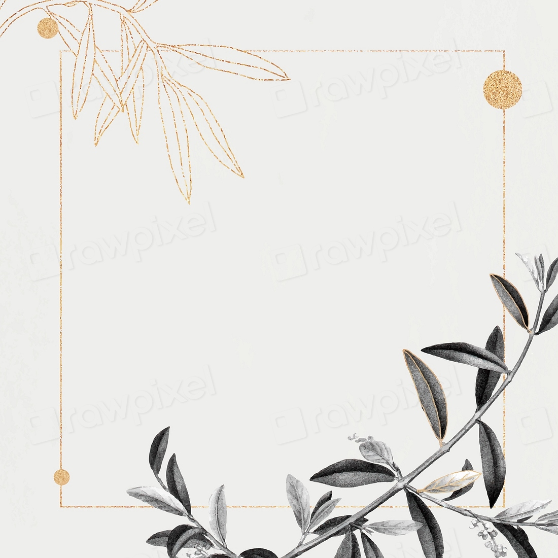 Rectangle gold frame olive branch | Premium Vector - rawpixel
