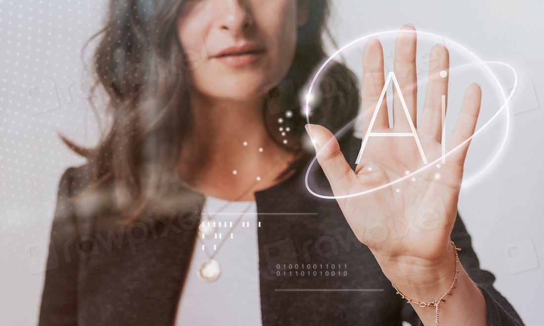 Woman touching screen her palm | Premium PSD - rawpixel