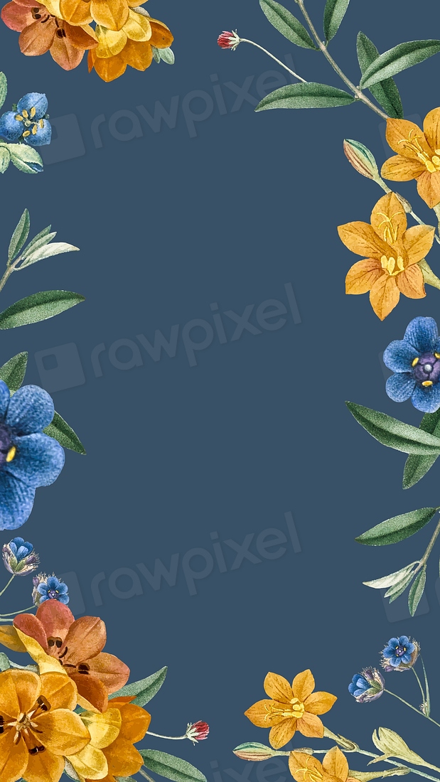 Blue floral frame mobile phone | Premium Vector - rawpixel