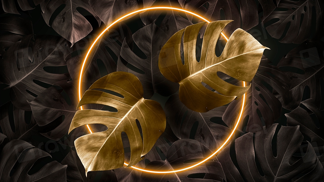 Golden neon lights frame tropical | Premium PSD - rawpixel